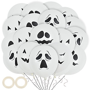 BEISHIDA 60Pcs Halloween Balloons 12 Inches Latex Balloons Black White Halloween Pumpkin Ghost Balloons Horror Scary Balloon Halloween Party Decoration Supplies for Boys Girls Men Women