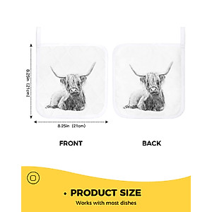 4 Pack Pot Holders for Kitchen,Highland Cow Portrait Heat Proof Potholder Hot Pads Trivet,Scotland Scottish Animal Washable Coaster Potholders for Cooking Baking Grilling