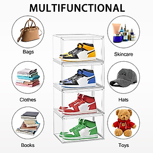 Acrylic Sneaker Shoe Display Case Transparent Sneaker Box Shoe Storage Boxes Clear Plastic Stackable Boot & Shoe Boxes Clear Shoe Organizer Containers with Lids, 1Pack Size 14