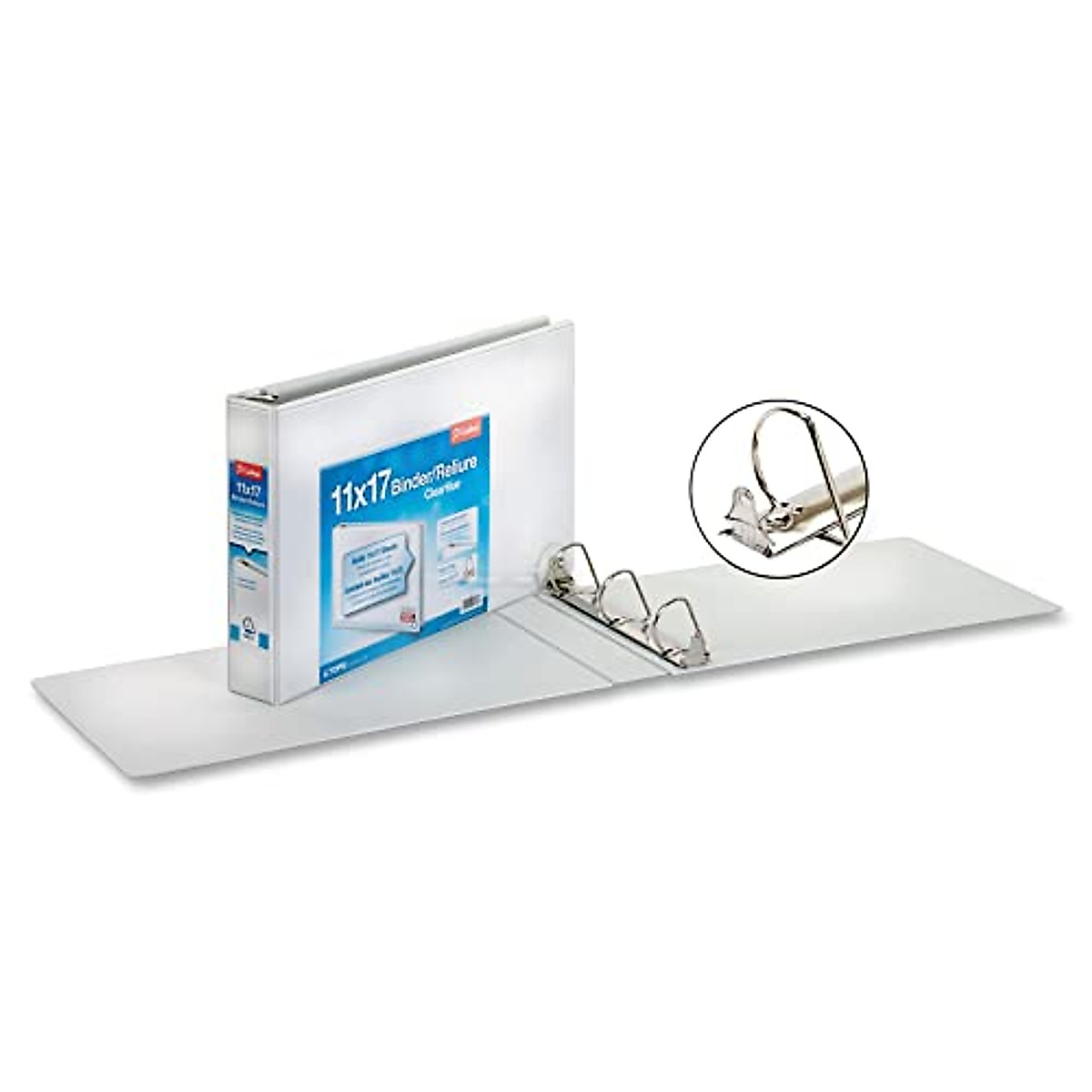 Cardinal® Slant-D® Ring 11" x 17" Tabloid ClearVue™ Binders, 2" Rings, 63% Recycled, White
