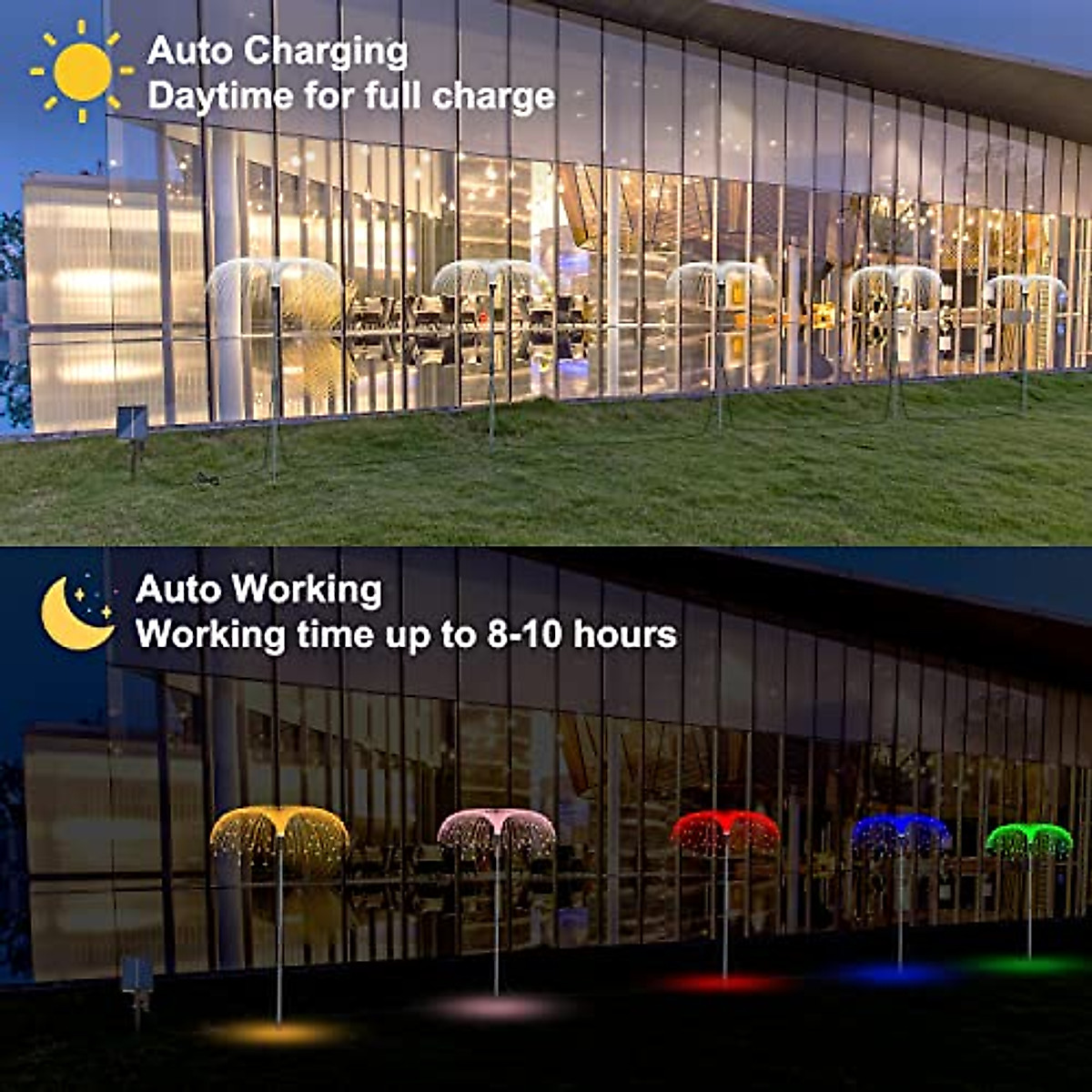 jar-owl Solar Garden Outdoor Lights, 5 Pack Multiple Color Switching, Upgraded Model Decorative Waterproof Jellyfish Light for Patio, Garden, Path, Holiday