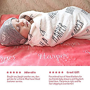 Personalized Baby Blanket with Name – Extra Soft, Premium Quality Baby Blanket for Girls and Boys with Customized Name Dyed Into Fabric – Fade-Proof, Machine-Washable (Skylar Pink)