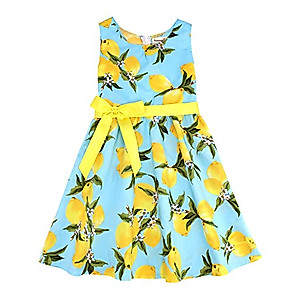 PrinceSasa Lemon Birthday Toddler Girl Clothes Cotton Dresses for Girls,E27,7-8 Years(Size 140)