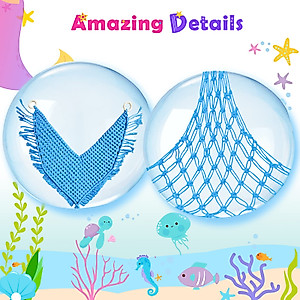 SMTTW Stuffed Animal Net or Hammock, Macrame Toy Hammock with Boho Tassels, Stuffed Animal Hammock Display Hanging Pet Net, Plushie Hammock Corner Net Holder for Nursery Bedroom Playroom Storage(Blue)