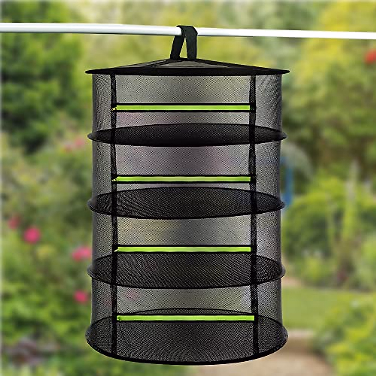 SDOM Herb Drying Rack 4-Layer 2ft with Zipper, Hanging Drying Rack with Hook or Hydroponic Plant/Plants Herb Drying, Foldable Drying Net