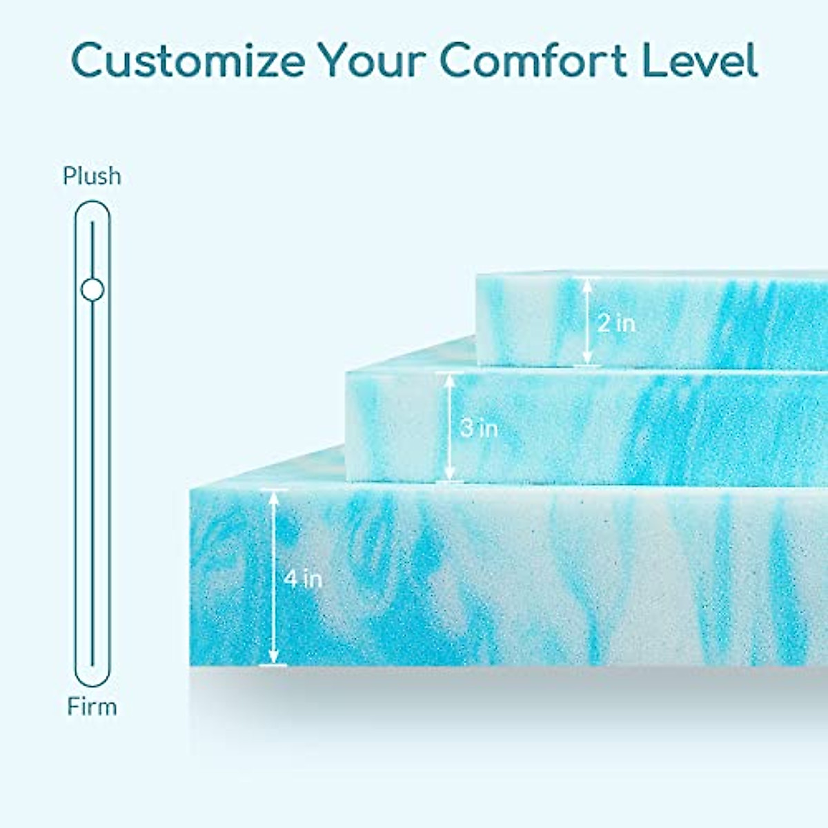 Airdown Mattress Topper, 3 Inch Gel Infused Memory Foam Mattress Topper, Full
