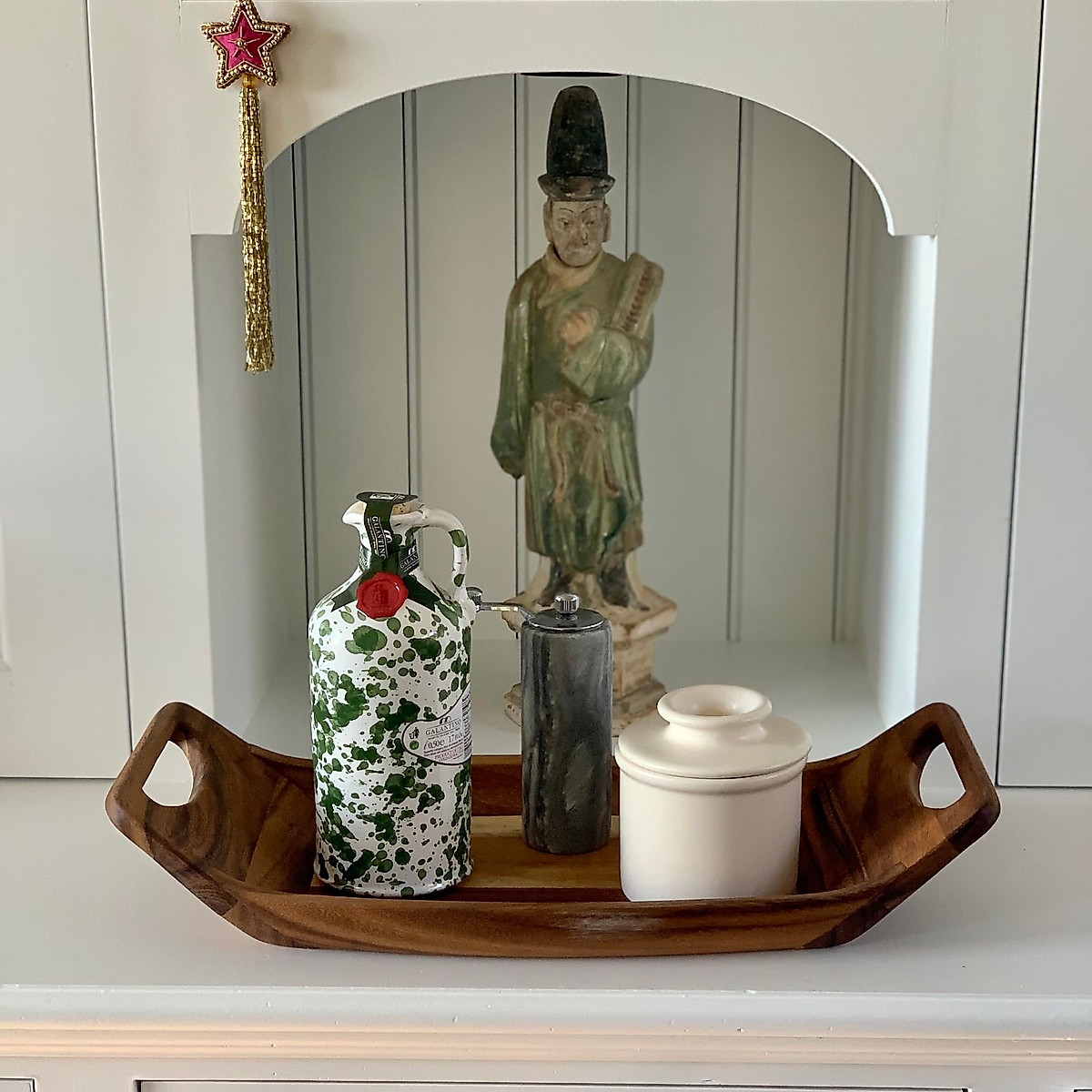 Ironwood Gourmet Norwegian Saddle Serving Tray, 9 x 18 x 3 inches, Brown