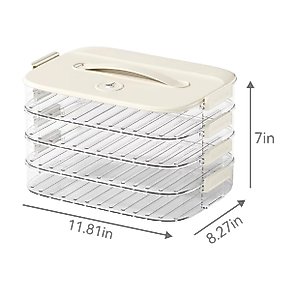 MANHONGYU 4-layer Food Storage Container, Dumpling Box,Cookie Container,Transparent Food Preservation Box for Kitchen and Refrigerator, Stackable Snack Container with Lid，Good Sealing,Heighten