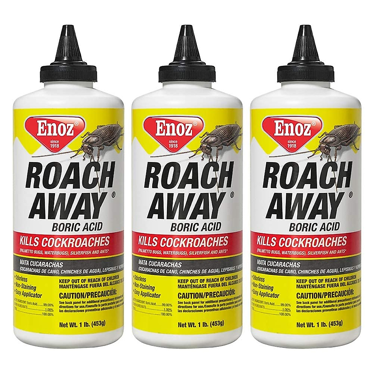 Enoz No Zone Roach Away Powder, Kills Cockroaches, Silverfish, and Ants (Pack of 3)