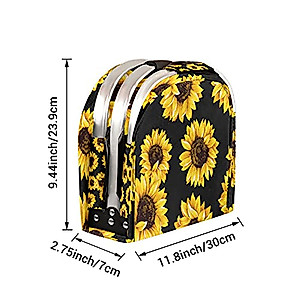 Collapsible Market Basket Sunflower, 36L Large Picnic Basket, Portable Shopping Basket with Aluminum Handles for Storage Grocery, Travel, Camping