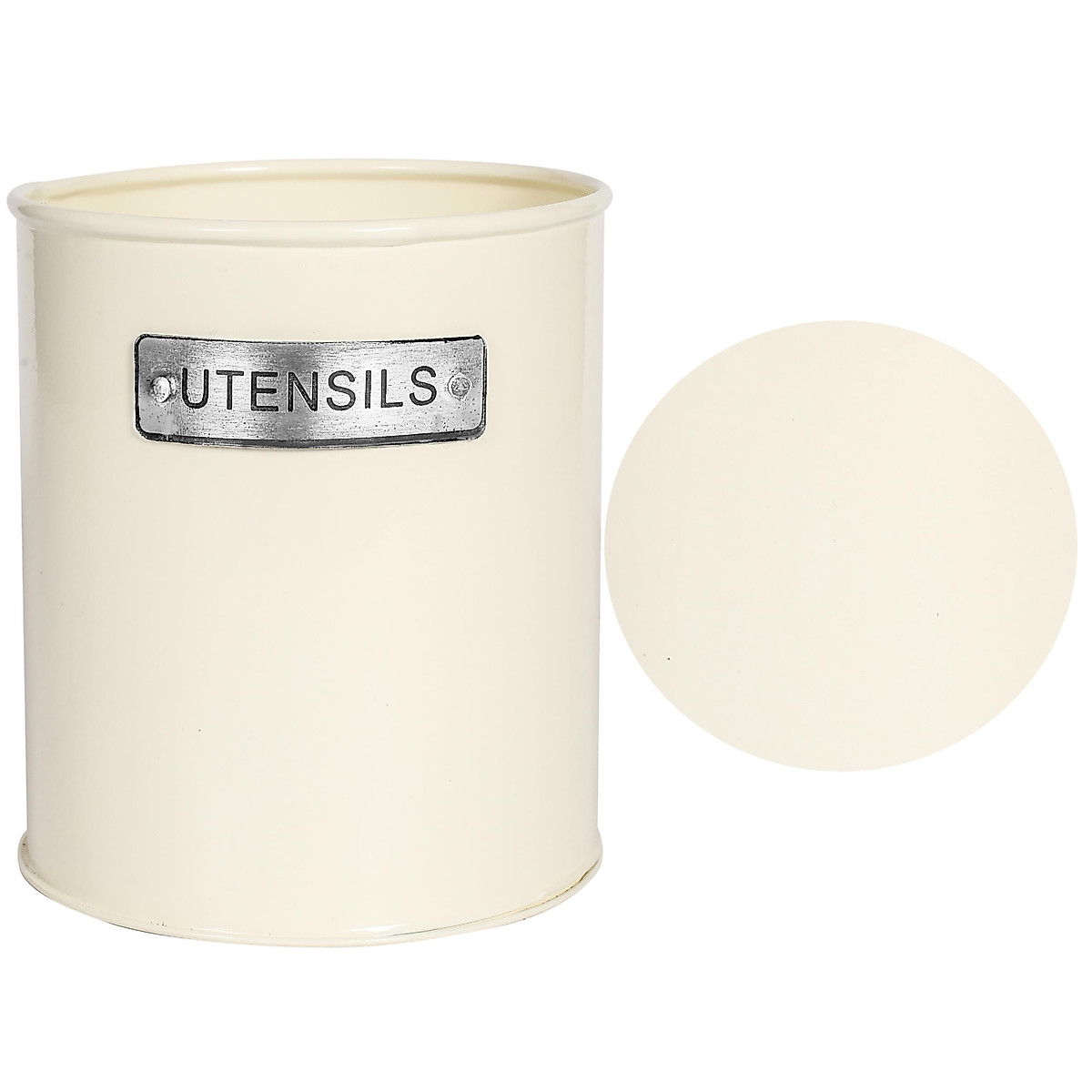 Farmhouse Kitchen Utensil Holder Large Utensil Organizer - Utensils Holders Crock with Sturdy Rustic Farmhouse Countertop Decor, Utensil Storage Caddy Organizer, Off White - 5.5 x 6 Inches