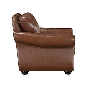 Lexicon Guthrie Leather Match Living Room Loveseat, Camel Brown