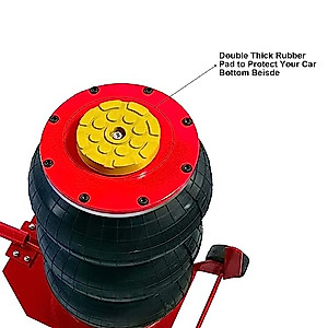 ATPTYSKJ Air Jack, 3 Ton/6600 lbs Triple Bag Air Jack, Air Bag Jack Lift Up to 17.72 Inch, 3S Fast Lifting Air Bag Jack Suitable for Long Handled Cars (Red)