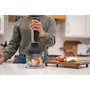 Blendtec Immersion Blender - Handheld Stick Blender, Whisk, and Food Processor and 75 oz FourSide Jar - Clear - Includes 3 Attachments, 20 oz BPA-Free Jar, and Storage Tray - Stainless Steel