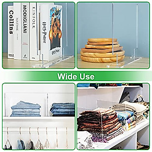 Arcux7 Shelf Dividers for Closet Organization 12 Inch Acrylic Shelf Dividers with Traceless Tape, Vertical Closet Separators for Clothes Clear Closet Dividers for Wood Shelves Cabinets (4Pack)