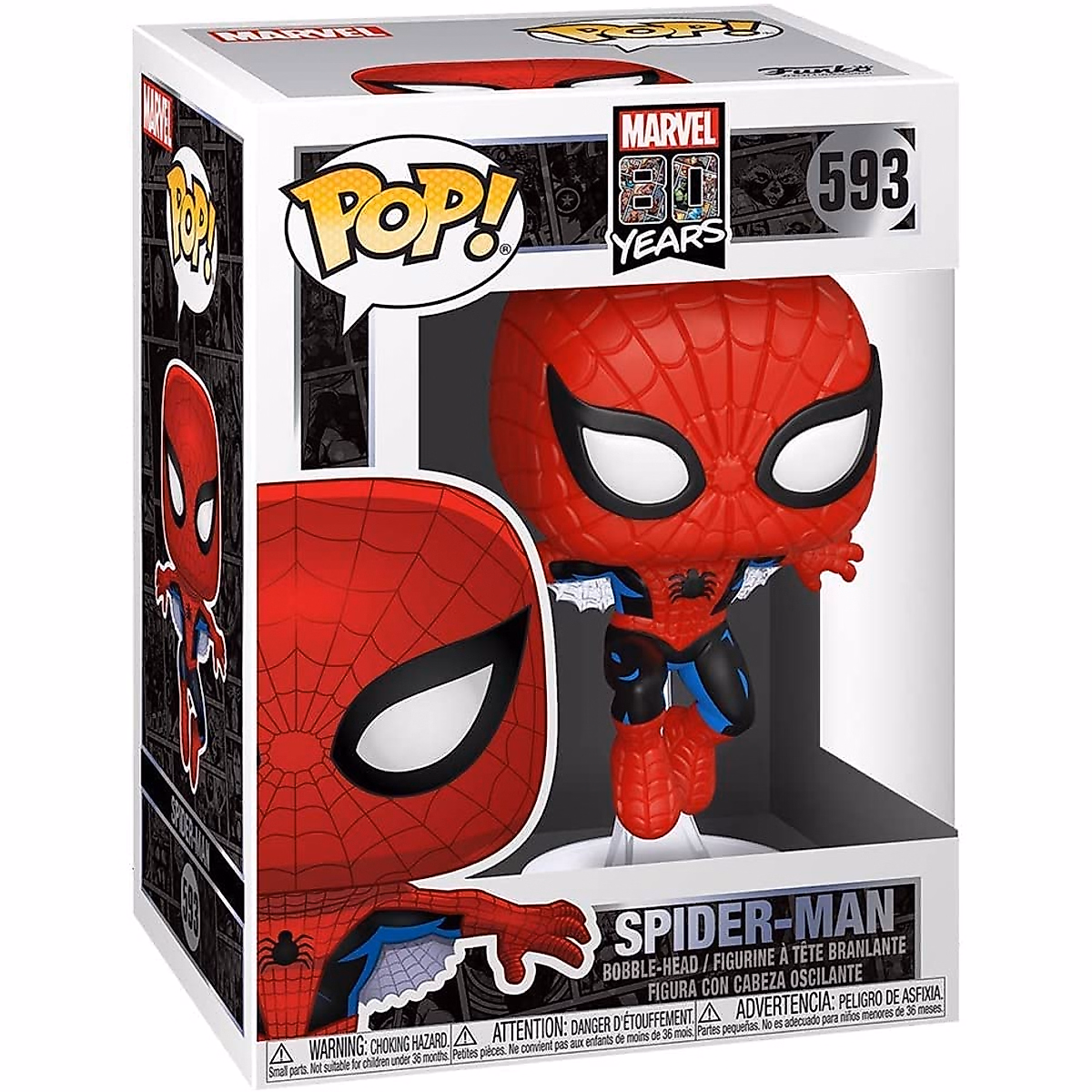 Spider-man POP Marvel: 80th - First Appearance Funko Pop! Vinyl Figure (Bundled with Compatible Pop Box Protector Case), Multicolored, 3.75 inches
