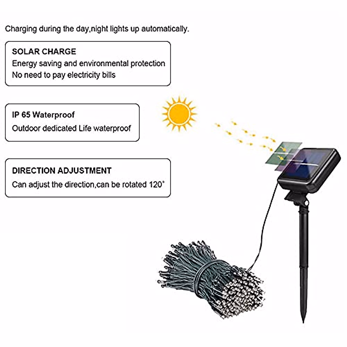 JFNV-200 LED Solar Purple Christmas Lights,String Lights,Waterproof Fairy Lights for Xmas, Home, Wedding, Patio, Lawn, Garden, Porch, Party and Holiday Decorations,8 Modes Light