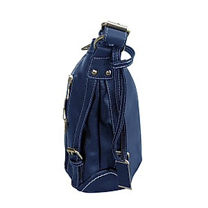 Roma Leathers Gun Concealment Purse - Vegan Leather, Convertible Multi-Purpose Strap Lockable YKK Zipper (Navy)