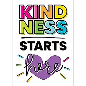 Carson Dellosa Kind Vibes Kindness Starts Here Poster—Inspirational Wall Art, Educational Poster for Bulletin Board, Office, Homeschool, Classroom Decor (13.37" x 19")