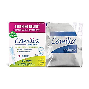 Boiron Camilia Teething Drops for Daytime and Nighttime Relief of Painful or Swollen Gums and Irritability in Babies - 30 Count