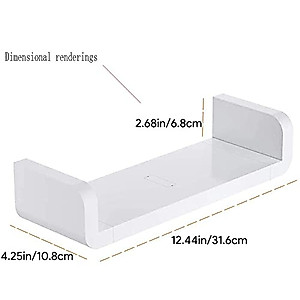 Floating Shelf Wall Shelf, no Drilling, U-Shaped Bathroom Storage Box Display Picture Wall Hanging, Used for Home Decoration/Kitchen/Bathroom Storage Shelf (White)