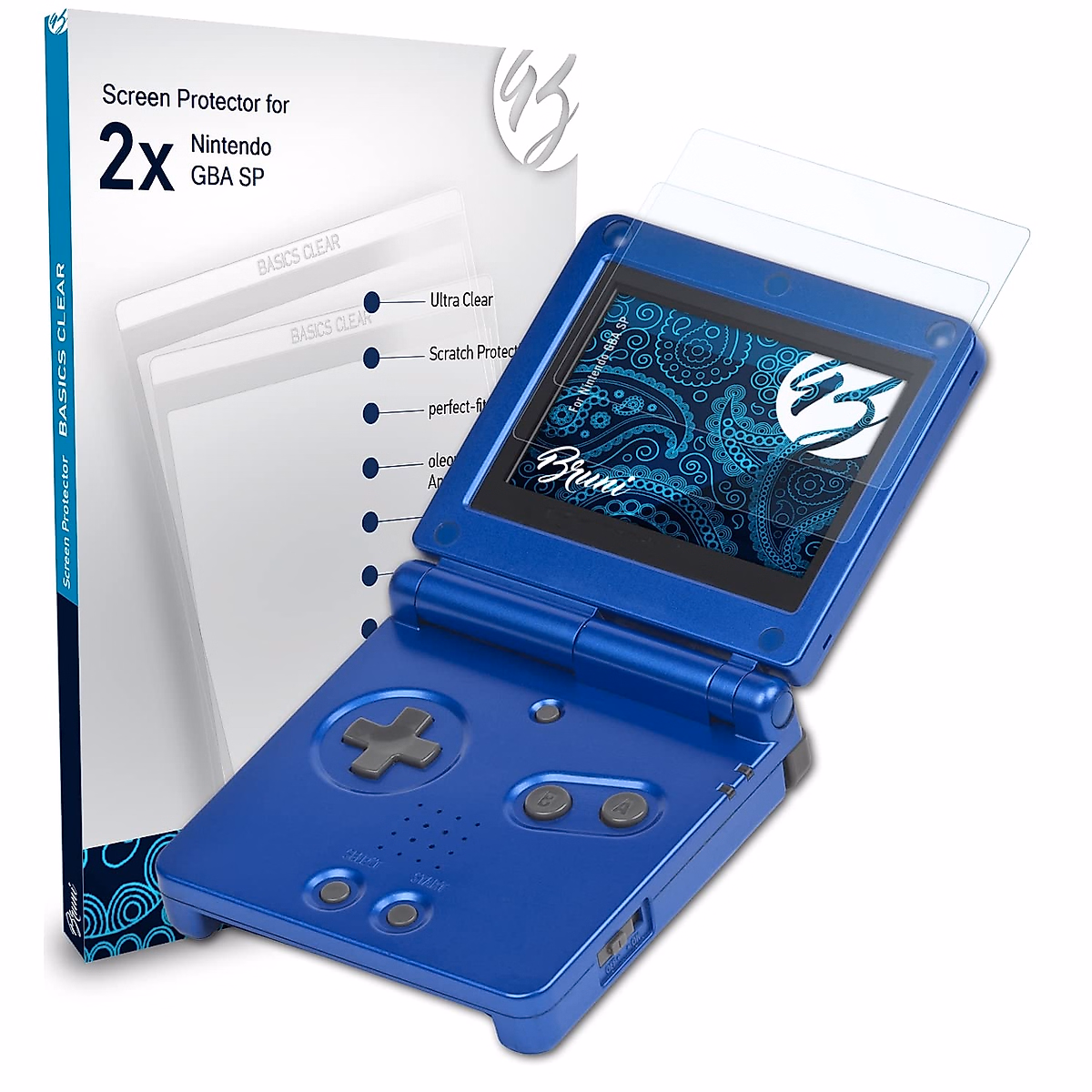 Bruni Screen Protector compatible with Nintendo GBA SP Protector Film, crystal clear Protective Film (2X)