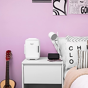 Cooluli Skincare Mini Fridge for Bedroom - Car, Office Desk & Dorm Room - Portable 4L/6 Can Electric Plug In Cooler & Warmer for Food, Drinks, Beauty & Makeup - 12v AC/DC & Exclusive USB Option, White