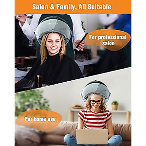 COLLIFORD Ionic Hooded Hair Dryer, 1875W Professional Height Adjustable Standing Hair Dryer Bonnet with 3 Temperature Settings, Portable Salon Dryer with Rolling Wheels for Home & Hairstylist