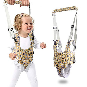 Baby Walker, Baby Walking Harness Sit to Stand Learning Helper Hand-held Assistant with Crotch Adjustable Safety Lifting & Pulling Dual-use Owl Print for Toddlers Infant Kids Activity (Blue)