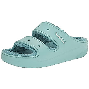 Crocs Unisex Classic Cozzzy Sandals, Fuzzy Slippers and Slides, Pure Water, 6 US Men
