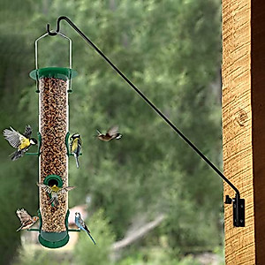 MIXXIDEA Bird Feeder Tube Hanging Feeders, 6 Port Wild Bird Feeders Premium Hard Plastic with Steel Hanger Weatherproof and Water Resistant Great for Attracting Birds 18.2 Inches Large (Dark Green)