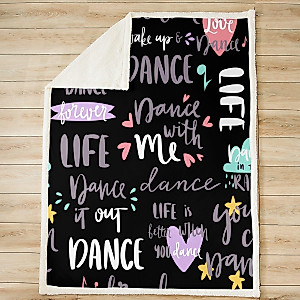 Feelyou Hippie Graffiti Fuzzy Sherpa Blanket Dance Life Fleece Throw Blanket Soft Cozy Fluffy Plush Blanket for Girls 50"X60"