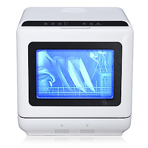 Agrestem Portable Dishwasher,Countertop Dishwasher with Water Tank,5 Programs, Dual Sprays,149℉ High Temp & Air Dry, Mini Dishwasher for RVs & Apartments