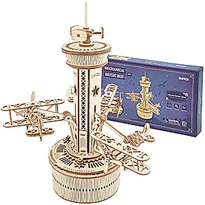 ROKR 3D Wooden Puzzle Mechanical Music Box,DIY Aircraft Model Kits to Build,Best Toy Gift for Kids/Teens/Adults on Birthday,Decoration for Room
