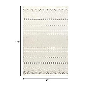 nuLOOM Elena Moroccan Lattice High/Low Tasseled Area Rug, 8x11, Beige