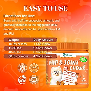 Hip and Joint Supplement for Dogs - Glucosamine for Dog Joint Supplement - with Chondroitin, MSM, Vitamins C and E for Dog Joint Relief - Mobility Bites Bacon – 120 Count
