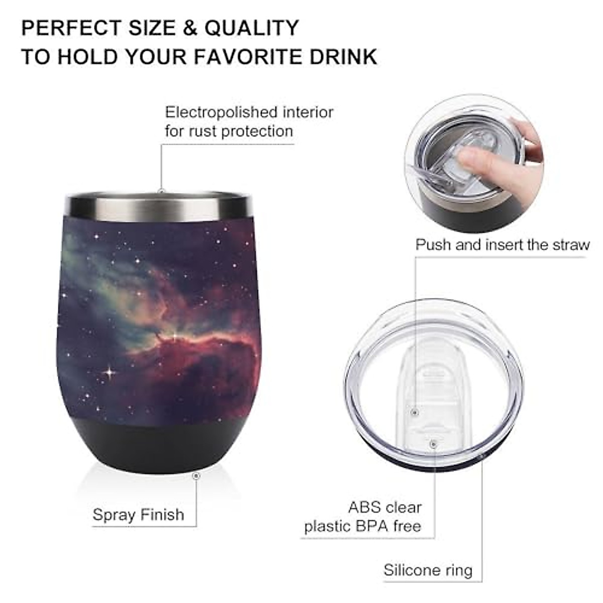 WYUSPGK 304 Stainless Steel Insulated Cup, Star Field Print Smooth Rim, Durable & Reusable - Perfect for Office, Home, And Travel
