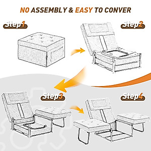 4-in-1 Multifunctional Folding Ottoman Bed, Convertible Sofa Bed with Adjustable Backrest for Home Office, Bedroom, Small Space Living Room, Modern Pull Out Sleeper Ottoman Sofa Bed,Green,28"W