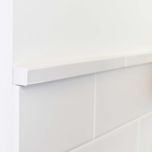 Questech Decor Tile Trim, 3/4 x 12 Inch Linear Pencil Tile Edge Trim Cap, Decorative Shower Tile Liner, Kitchen Tile Border Backsplash Trim, Bright White Polished, 6 Pack