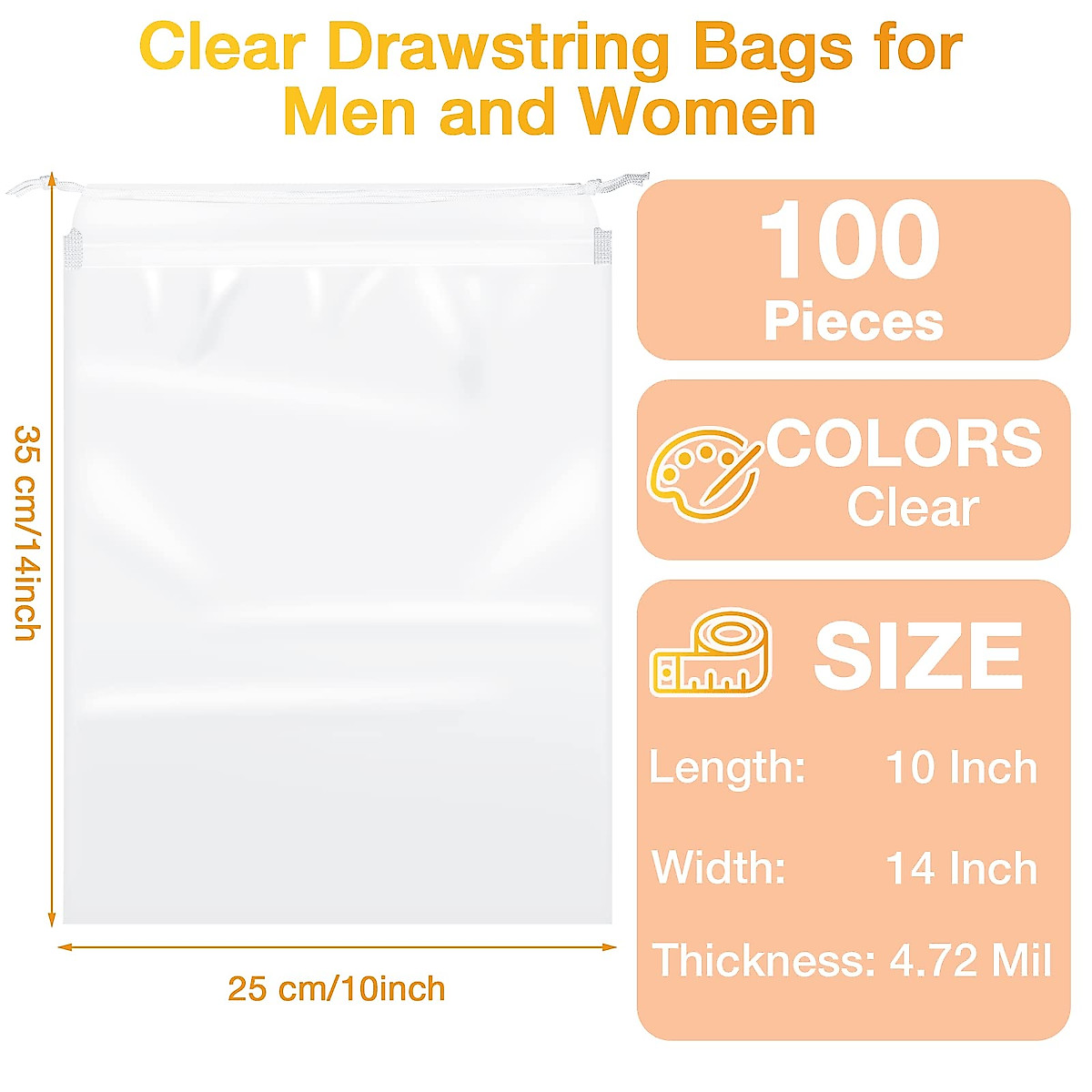 100 Packs Shoes Bags for Travel 10 x 14 Inch Large Transparent Shoe Bags Clear Drawstring Bags Plastic Waterproof Shoe Packing Bags Storage Organizer Pouch with Rope for Men Women Travel Accessories