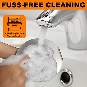 coneyaro Smash Burger Press 5.5" Stainless Steel Patty Maker - Non-Stick Smasher for Griddle Cooking - Wood Handle Grill Tool