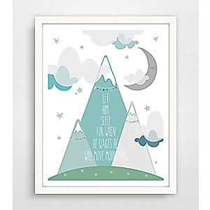 Children's Wall Art/Nursery Decor Let Him Sleep For When He Wakes He Will Move Mountains by Finny and Zook ** FRAME NOT INCLUDED