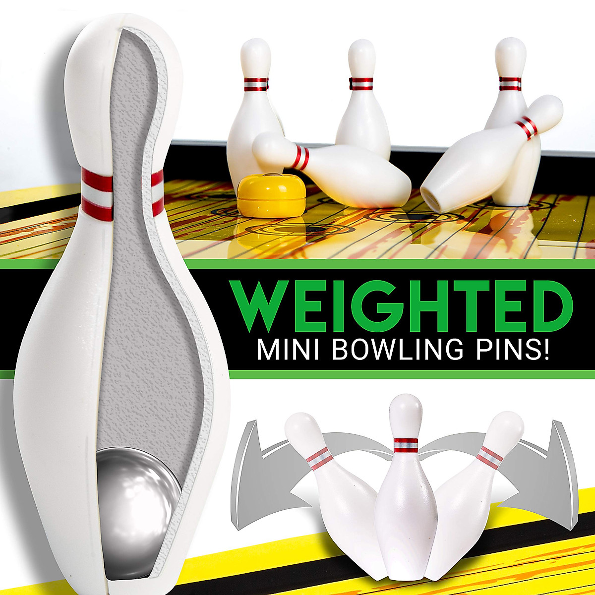 Franklin Sports Shuffleboard Table Game Mats – Tabletop Shuffleboard Mats and Pushers – Indoor Shuffleboard and Curling Games - Football Shuffleboard