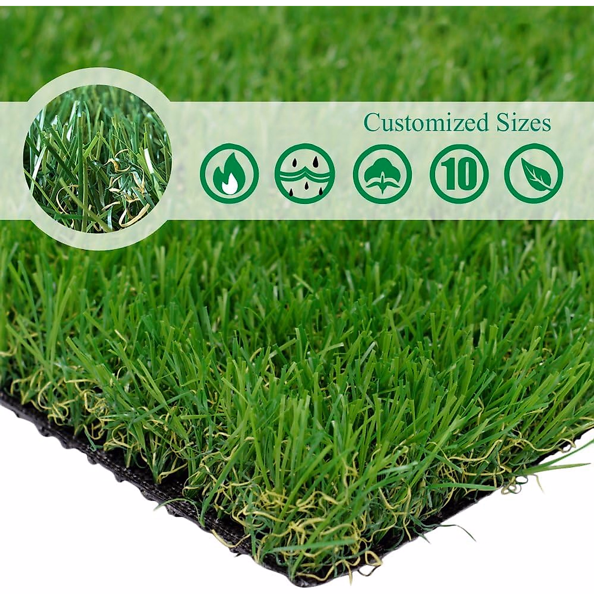 Petgrow Realistic Artificial Grass Turf -5FTX10FT(50 Square FT), Thick Fake Grass Pet Dog Mat Pad with Drain Holes- Indoor Outdoor Astroturf Garden Lawn Landscape Balcony Synthetic Faux Grass
