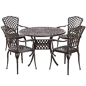 Kinger Home 5-Piece Outdoor Dining Set Patio Dining Set for 4 Cast Aluminum Table and Chairs for Garden, Backyard