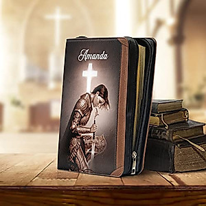 Jesuspirit Personalized Leather Bible Covers with Zipper - Christian Gift with Inspirational Scripture - Spiritual Bible Carrying Case Church Ladies - Custom Religious Faith Gifts for Women of God