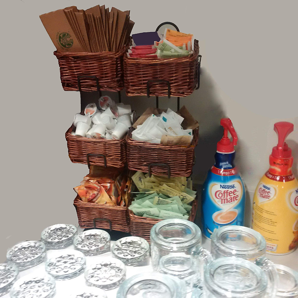 Mobile Merchandisers CR0620-3B-MB 3-Tier 3 Square Willow Basket Counter Display Rack,Brown