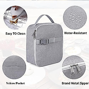 Insulated Lunch Bag for Women Men Work Lunch Pail Cooler, Reusable Thermal Soft Leakproof Lunch Box for Adult Office Lunch Tote Bag Fit Travel Picnic (Gray)