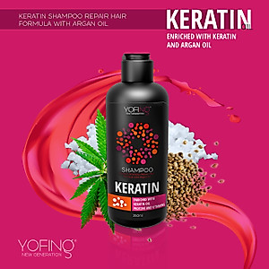 YOFING NEW GENERATION Keratin Shampoo Salt Free Enriched with Moroccan Argan Oil Dead Sea Minerals For Strengthen & Repair Hair Frizz Control Sulfate Free