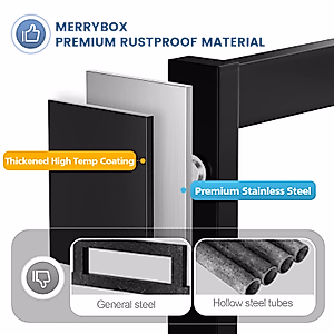 MERRYBOX Over The Sink Dish Drying Rack (33.4"-41.3") Large Upgraded 2 Tier Length & Height Adjustable Stainless Steel Dishes Drainer for Kitchen Counter Space Saving Storage Organizer, Black